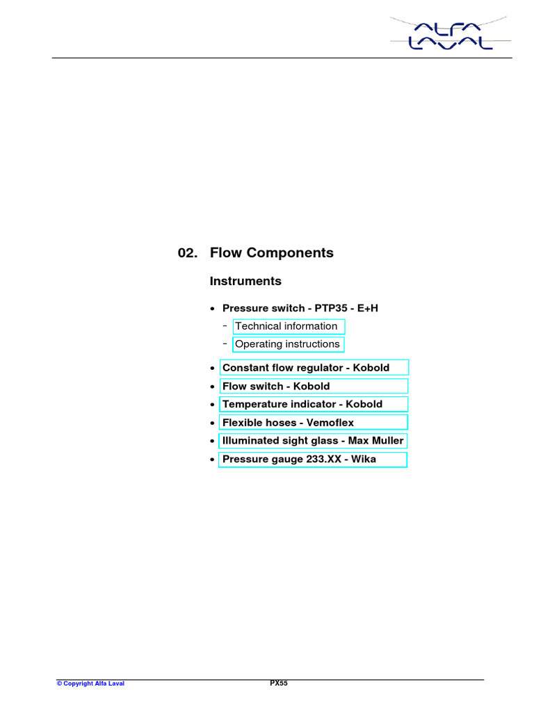 PX 55 Flow Component - Instrument | PDF | Power Supply | Pressure Measurement