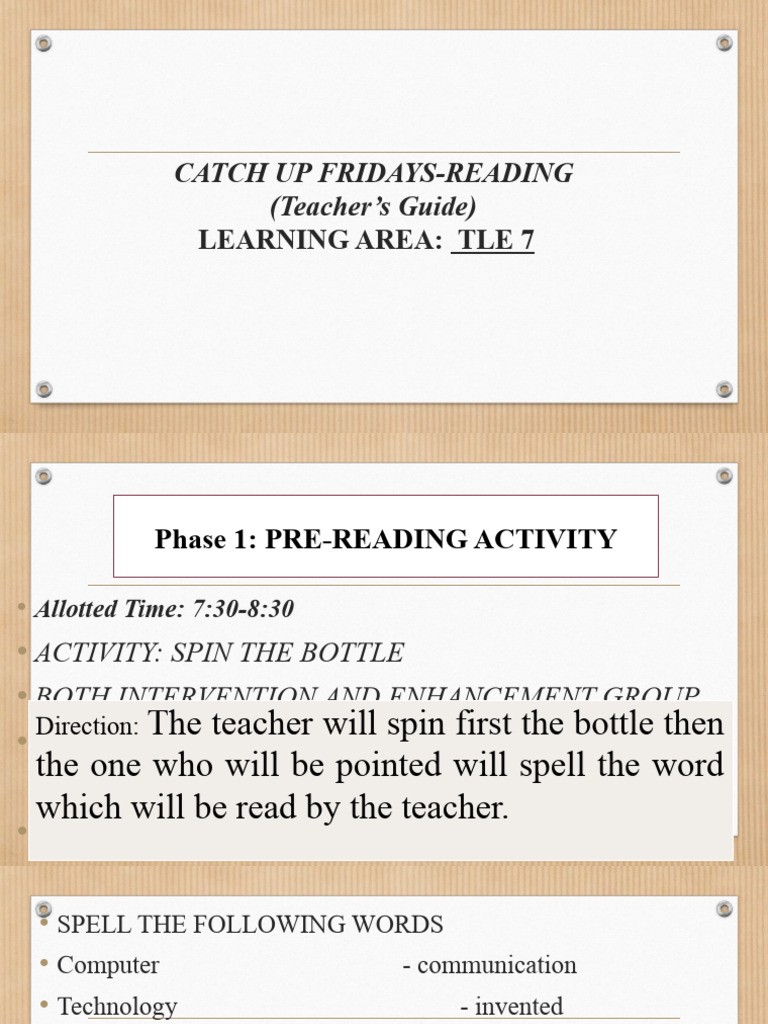 Reading Enhancement for Grade 7 Catch Up Friday (Tle) | PDF | Learning ...