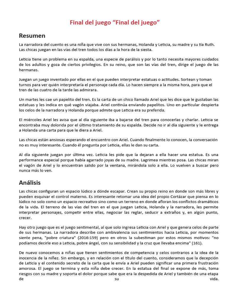 Final del juego EIS | PDF | Novelas | Cuentos