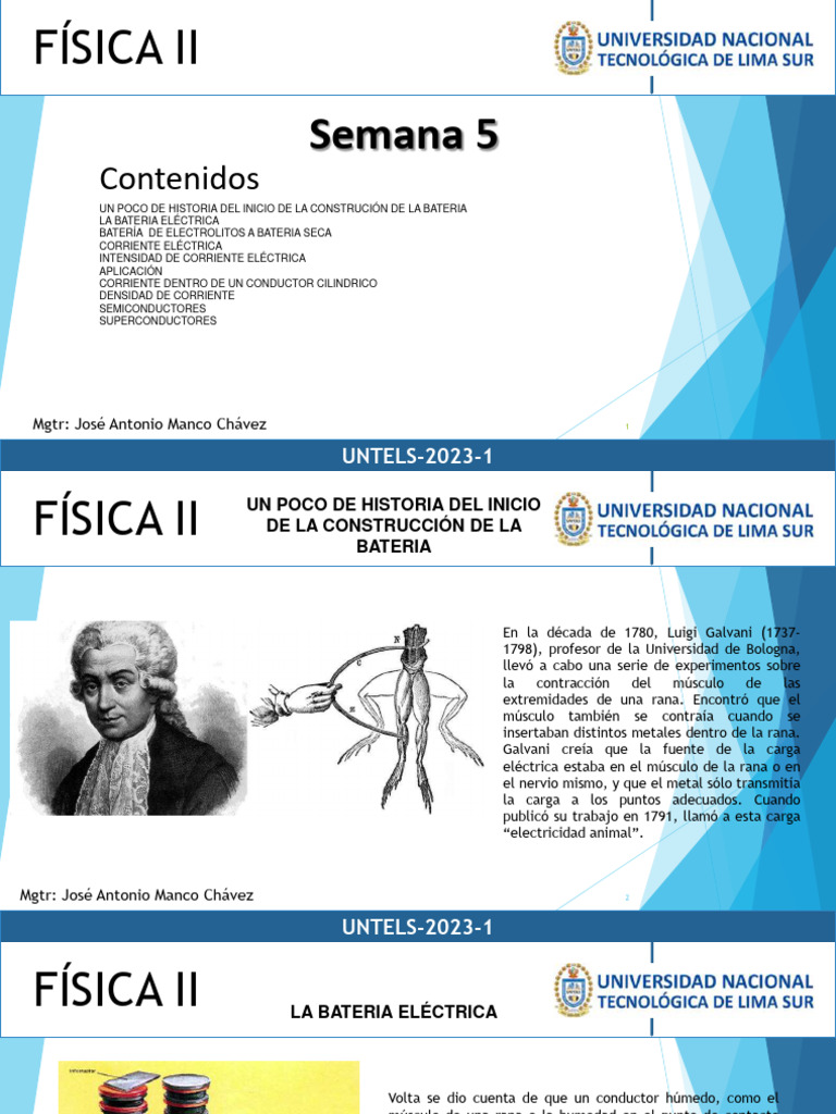 Semana5 Fisica1 Untels | PDF | Corriente eléctrica | Semiconductores