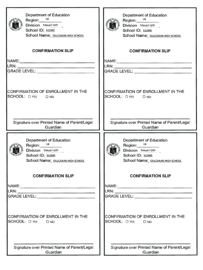 Confirmation Slip | PDF