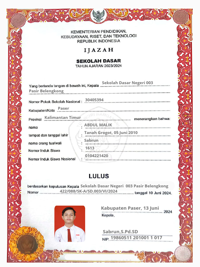 (Buat Banyak 1) IJAZAH 2024 | PDF