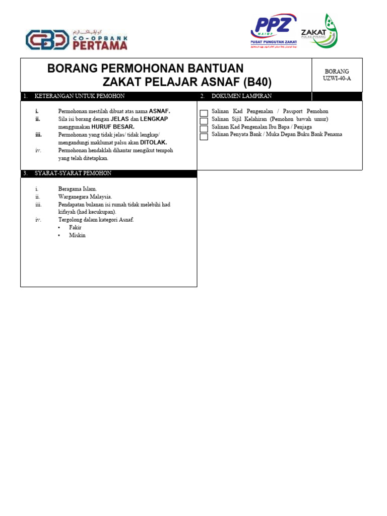 Penerima Zakat Co-Opbank Pertama | PDF