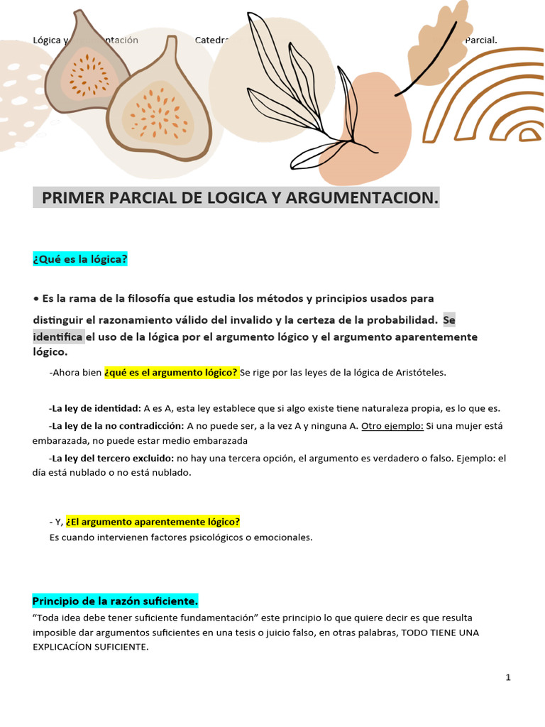 1er Parcial de Logica y Argumentacion | PDF | Comunicación | Pensamiento