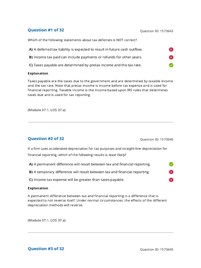 Reading 37 Analysis of Income Taxes - Answers | PDF | Deferred Tax ...