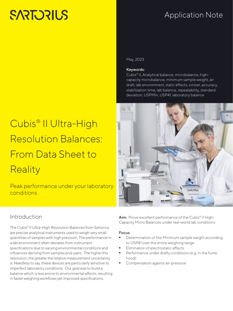 Lab Balance Cubis II Ultra High Resolution App Note | PDF | Accuracy And Precision | Weight