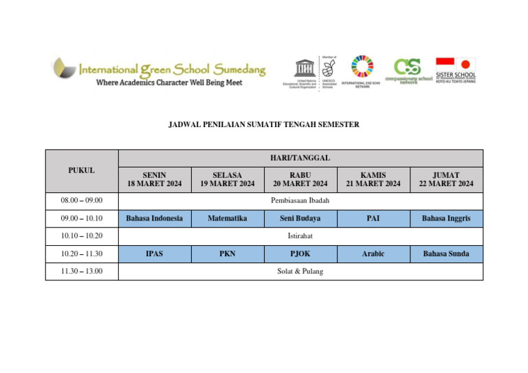 Jadwal UTS SD | PDF