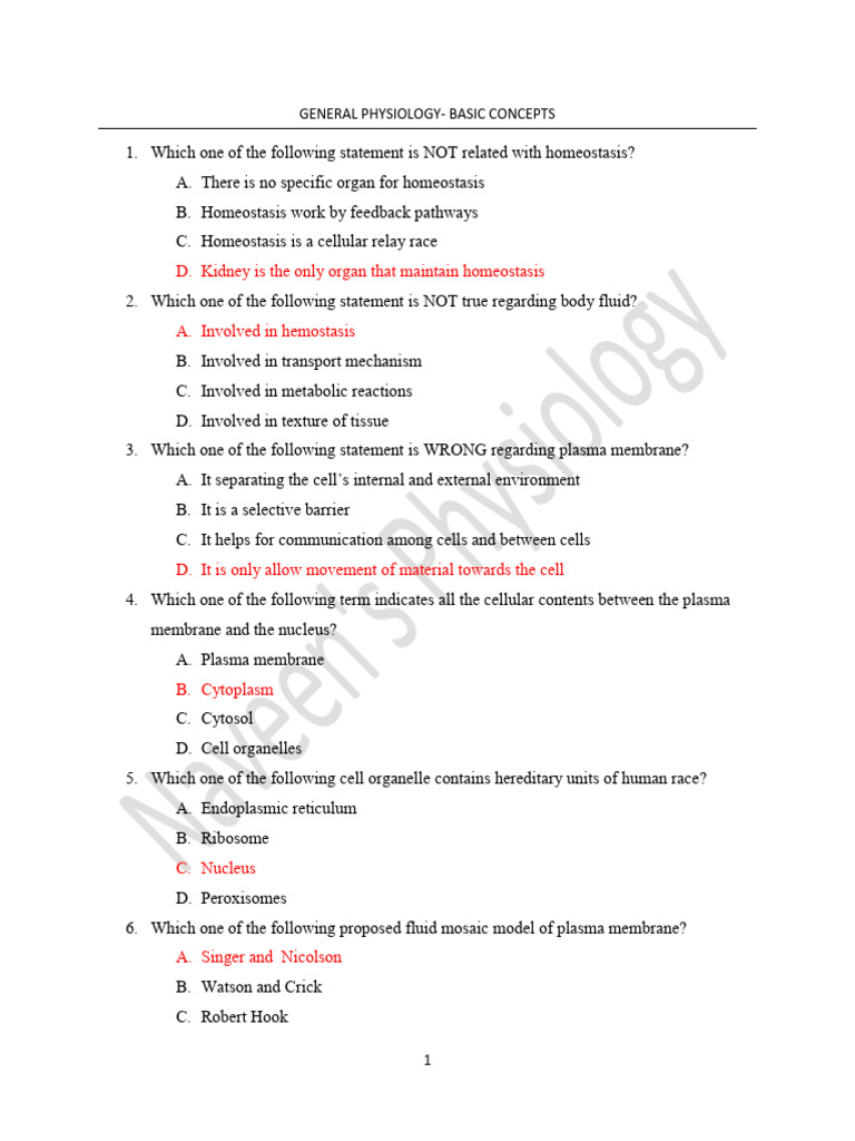 Mcqs Physiology | PDF | Cell Membrane | Coagulation