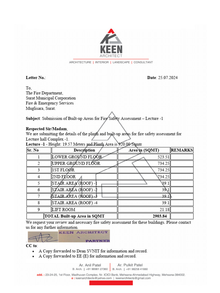 Submission of Plinth and Built-Up Areas For Fire Safety Assessment ...