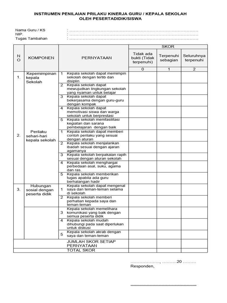 2 B Form Instrumen Peserta Didik | PDF
