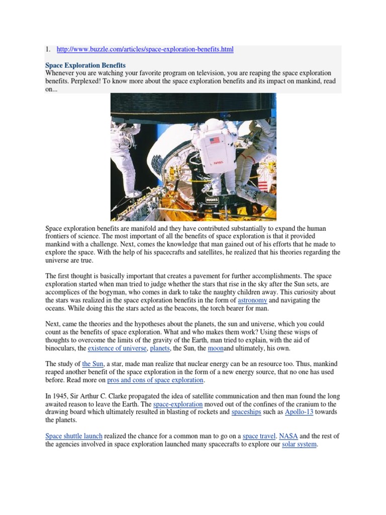 Benefit of Space Exploration | PDF | Nasa | Space Exploration