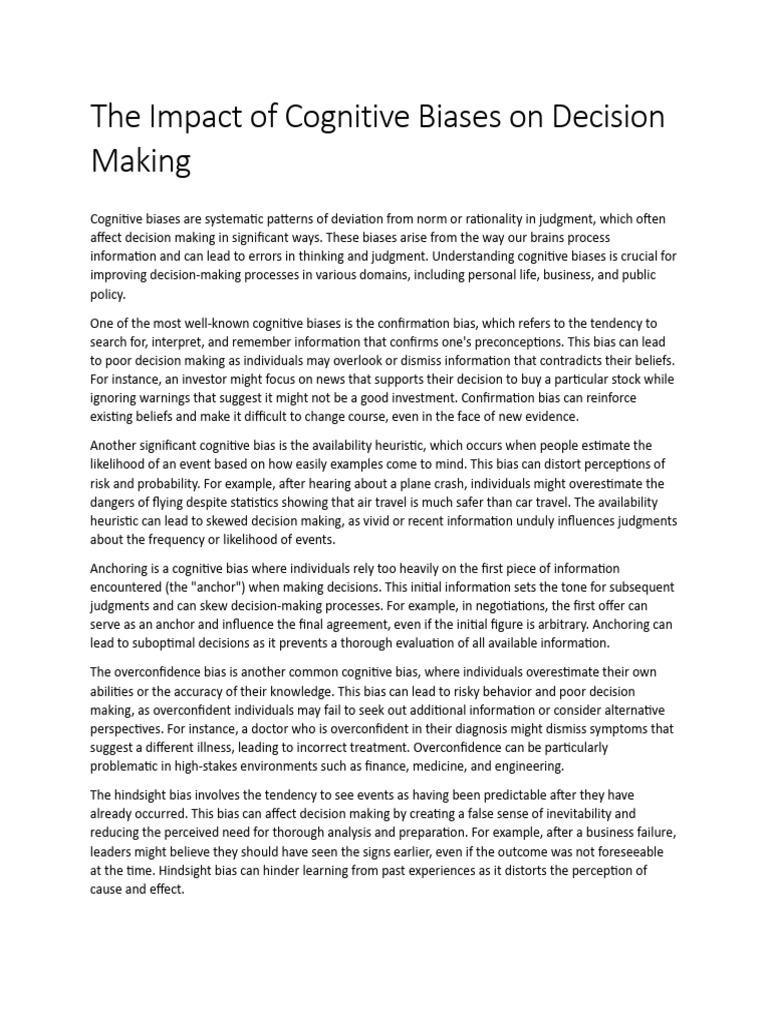 Cognitive Biases in Decision Making | PDF | Decision Making | Bias