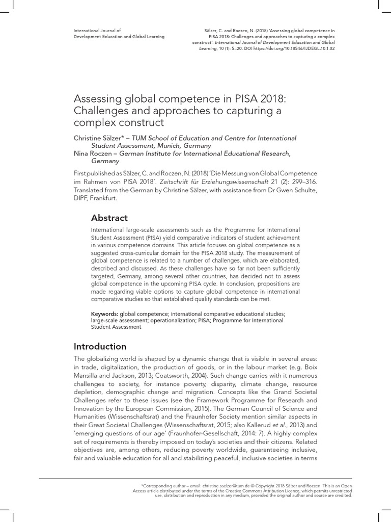 Assessing Global Competence in PISA 2018 | PDF | Programme For ...