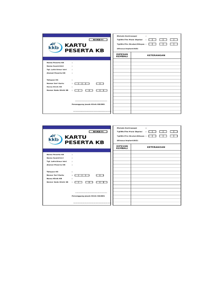 Kartu KB | PDF