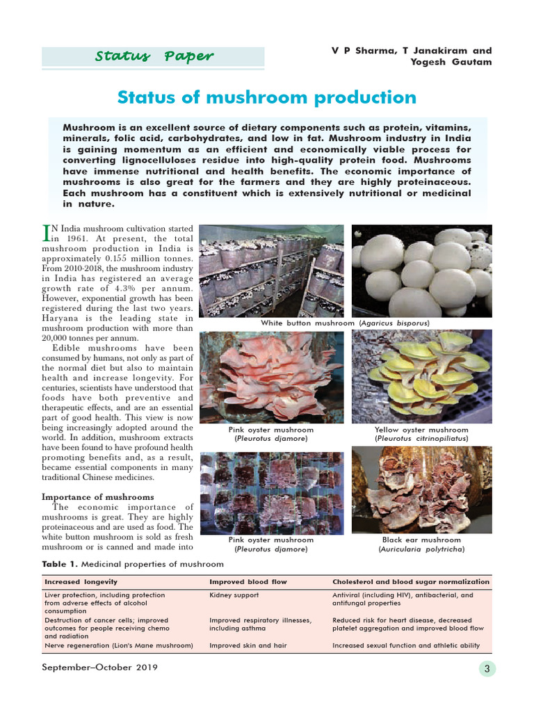 Ojsadmin, 01 Status of Mushroom Production | PDF | Edible Mushroom | Mushroom