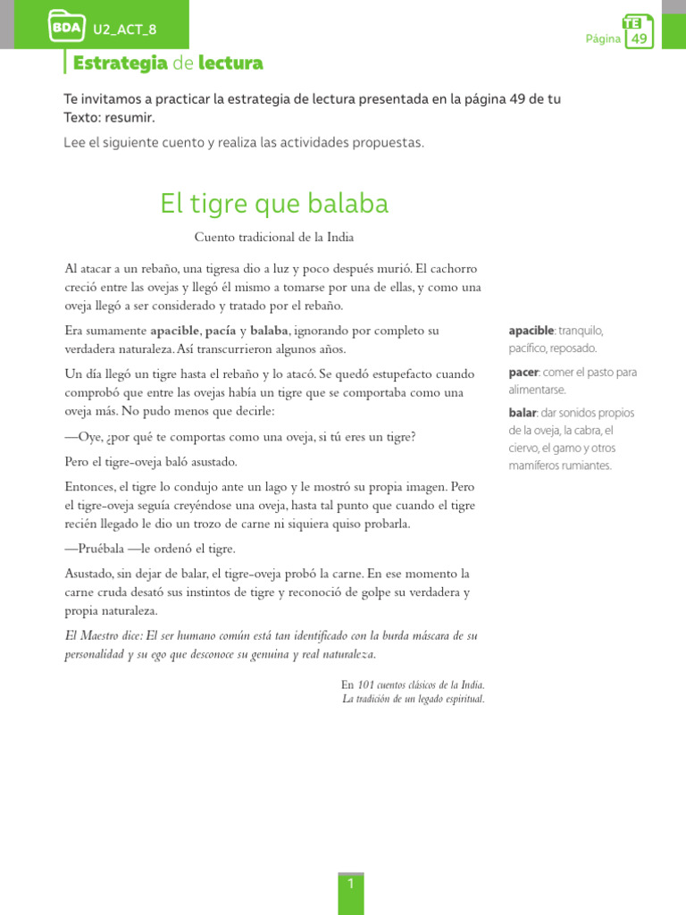 U2 Act 8 | PDF | Oveja | Tigre