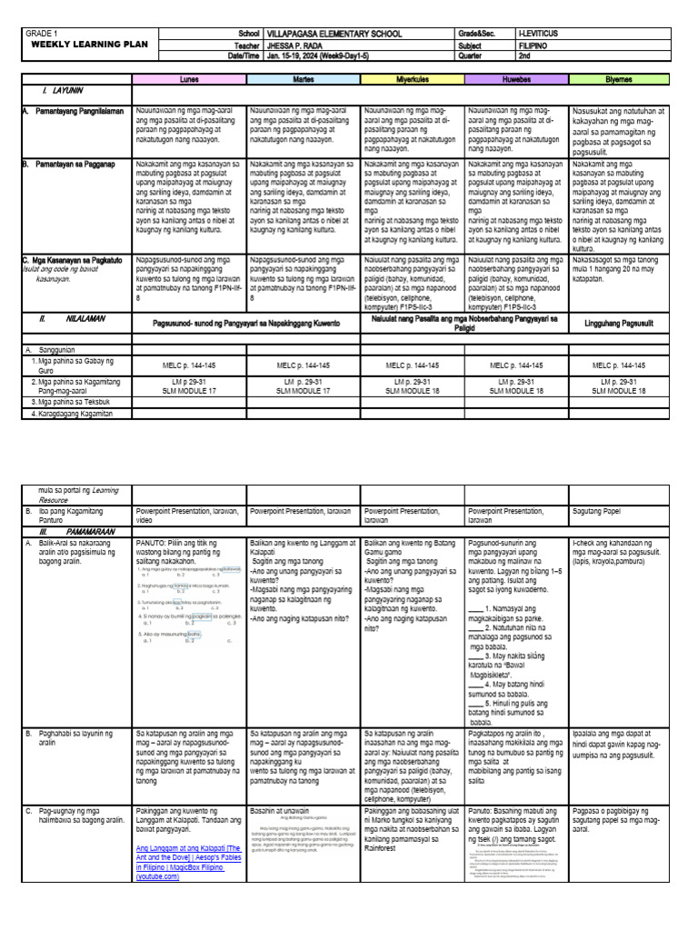 Q2 DLL Filipino1 Week-9 | PDF