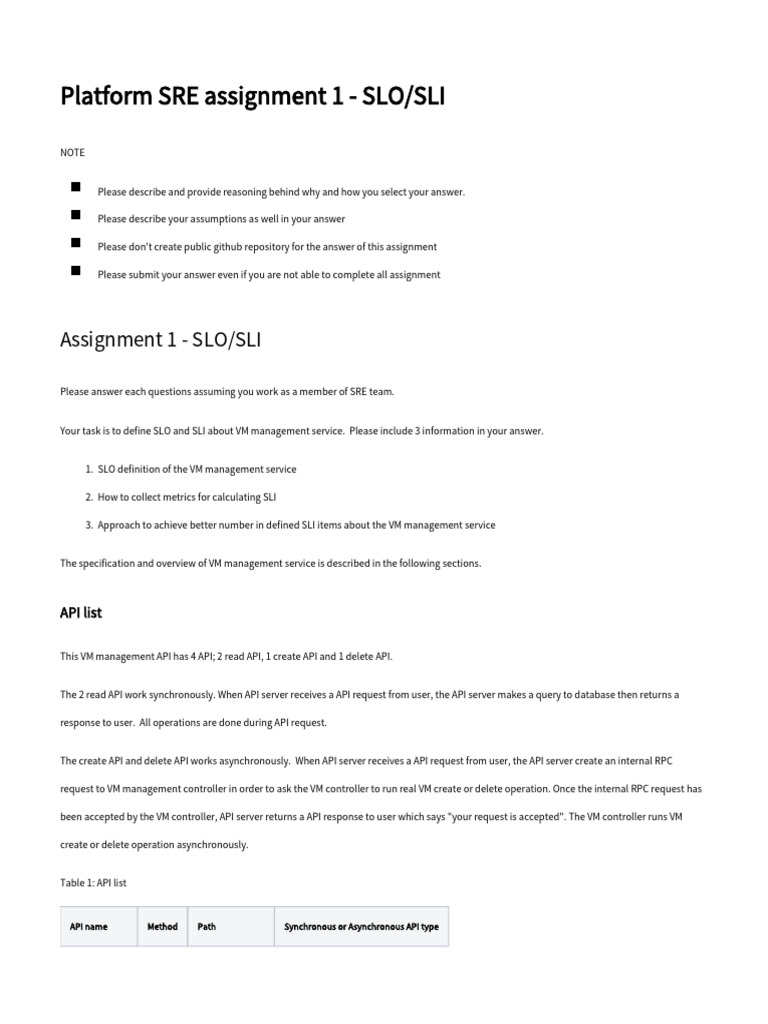 SLO/SLI for VM Management Service | PDF | Server (Computing ...