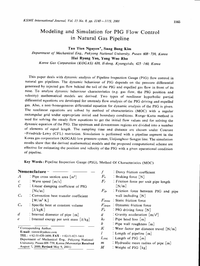 Modeling and Simulation For PIG Flow Control in Natural Gas Pipeline | PDF