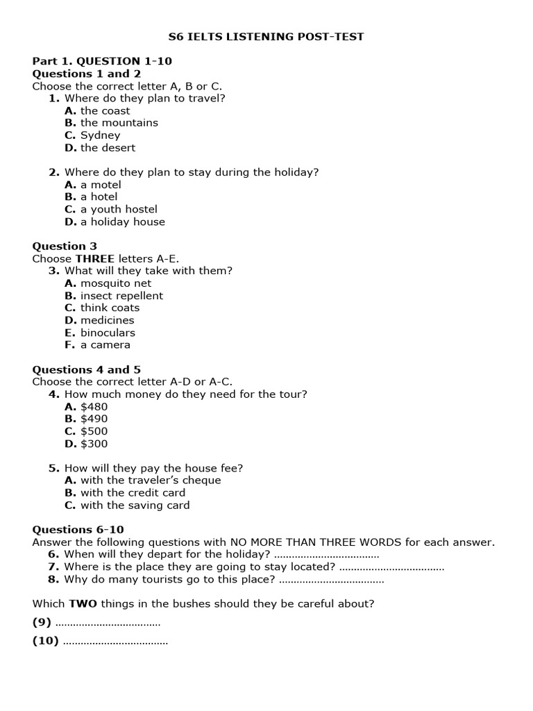 S6 Ielts Listening Part-1 | PDF