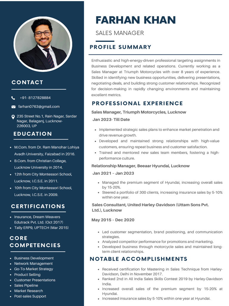 Farhan Khan - Resume | PDF | Sales | Harley Davidson