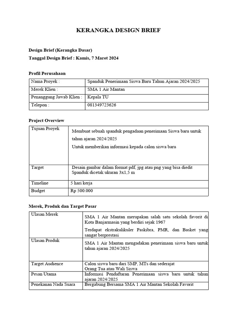 Template Design Brief | PDF