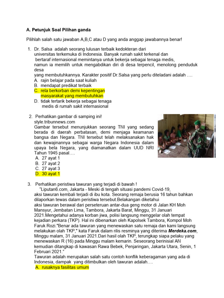 Soal Latihan ASSN Grade 9 West | PDF | Ilmu Sosial
