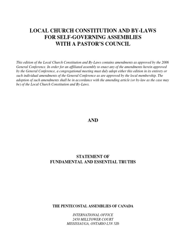 Church Constitution and By-Laws Guide | PDF | Pentecostalism | Baptism