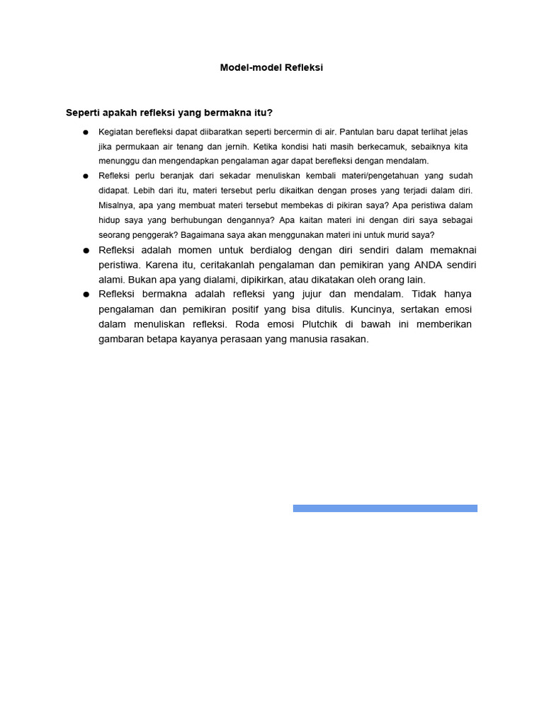 Model Jurnal Refleksi | PDF