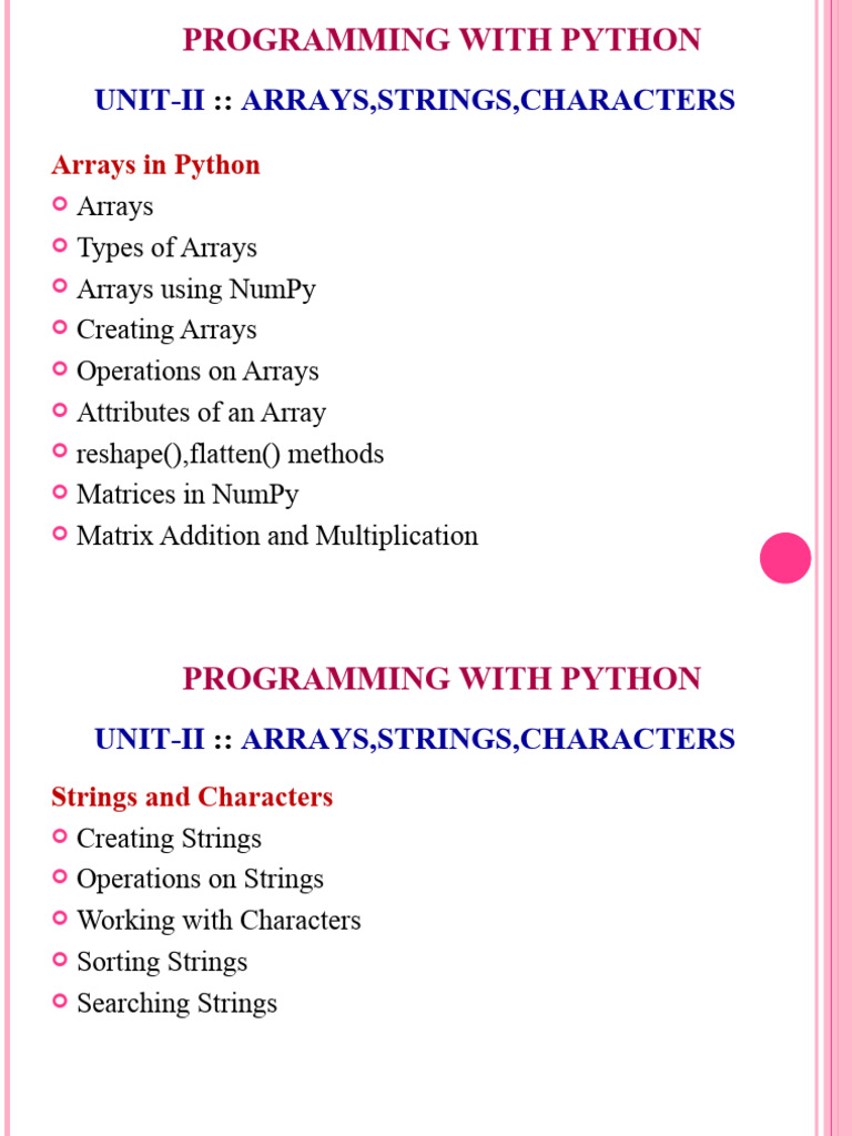 Unit 2 Arrays In Python Pdf Computer Programming Computing 