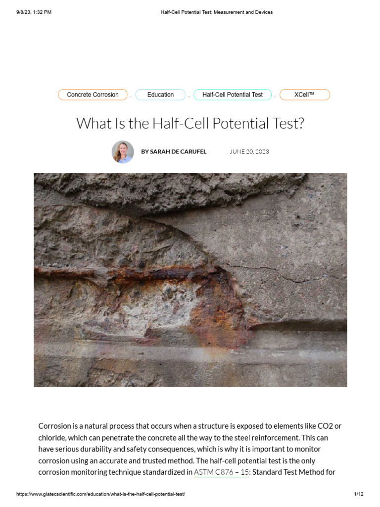 Half-Cell Potential Test - Measurement and Devices | PDF | Corrosion ...