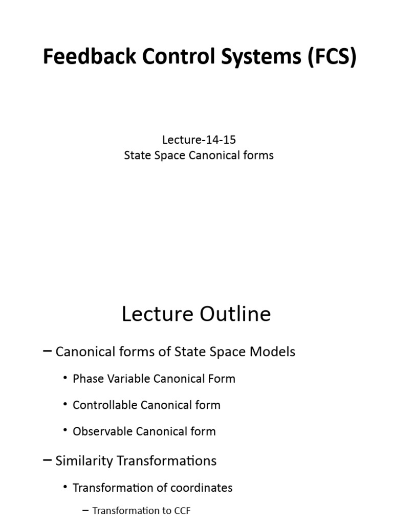 Unit 5 - Lecture 14 15 State Space Canonical Forms | PDF | Matrix ...