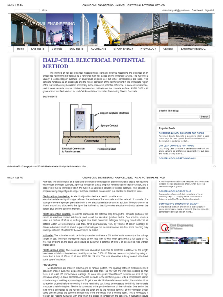 Half-Cell Potential Method in Concrete | PDF | Concrete | Contour Line