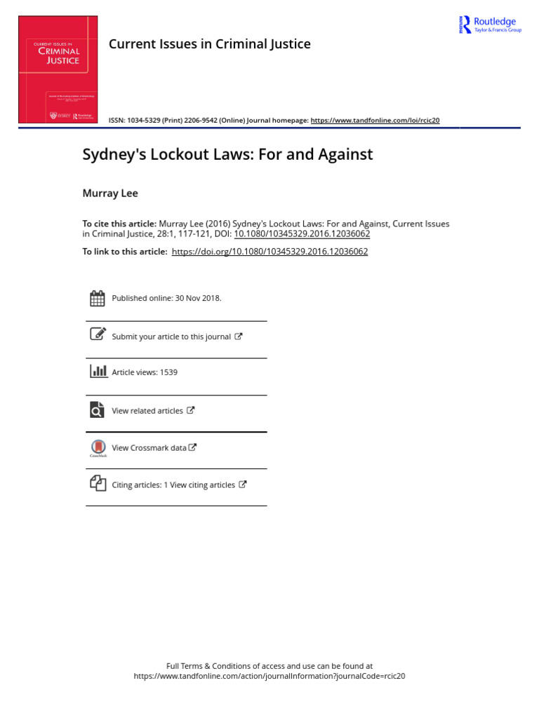 Sydney S Lockout Laws For and Against | PDF | Politics | Law