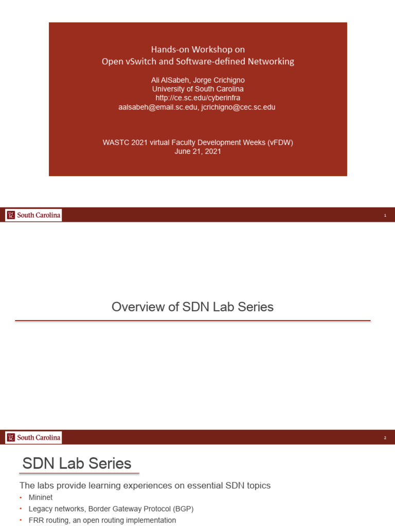 Day 1 - Overview Advanced SDN Lab Series | PDF | Computer Network | Routing