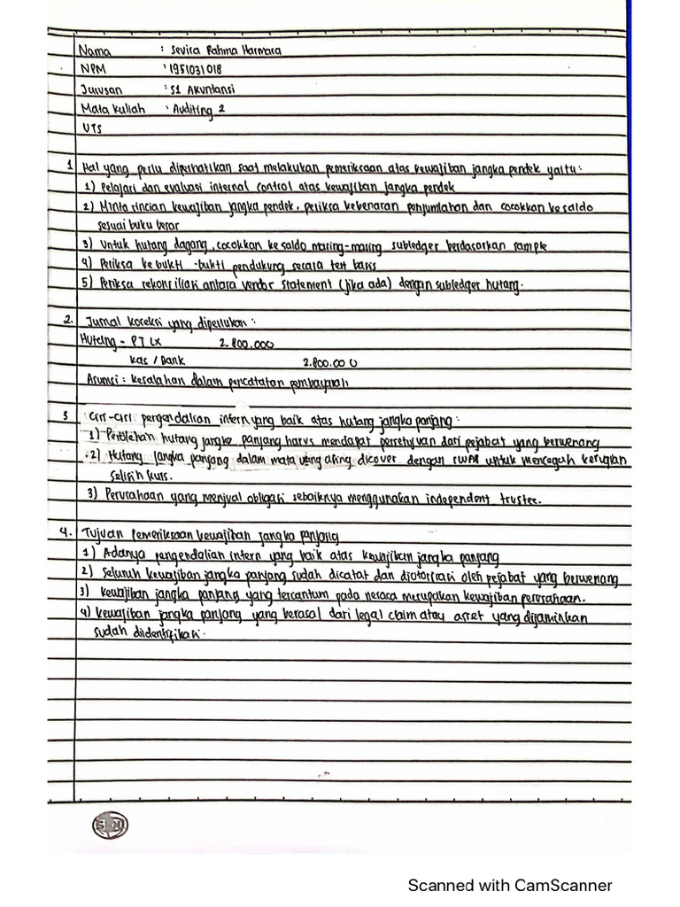 Sevira Rahma Harmara - 1951031018 - UTS AUDIT 2 | PDF