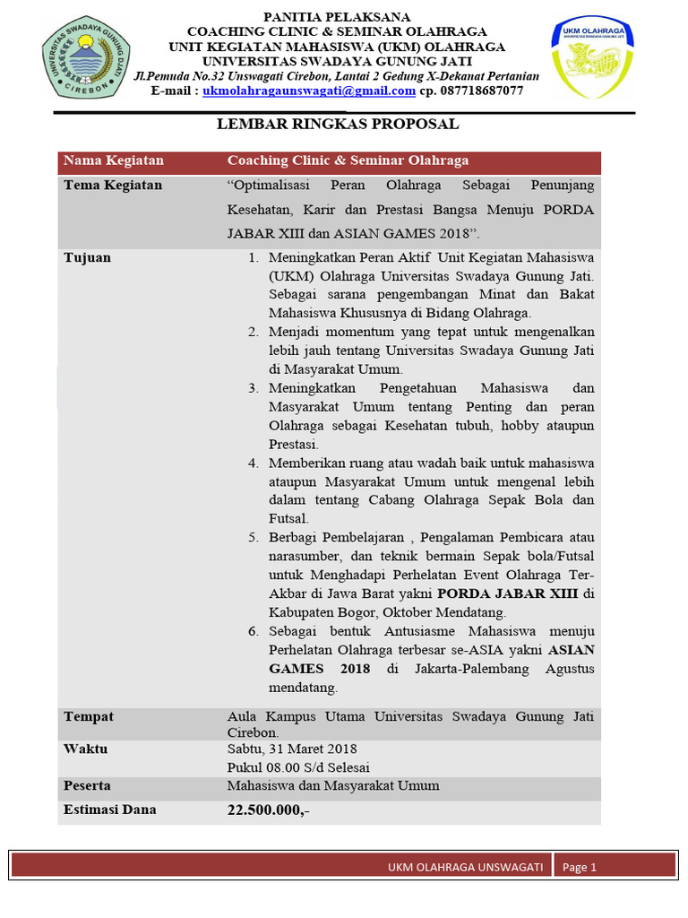 Contoh Proposal Coaching Clinic | PDF