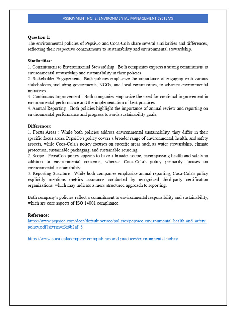 Assignment 02 Environmental Management Systems | PDF | Waste | Efficient Energy Use