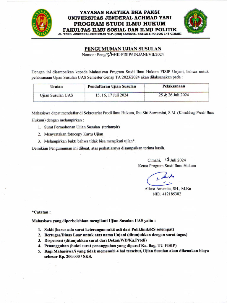 Nomor Peng 22 HK Fisip Unjani - VII - 2024 Pengumuman Pelaksanaan Ujian ... Nomor Peng 22 HK Fisip Unjani - VII - 2024 Pengumuman Pelaksanaan Ujian ...