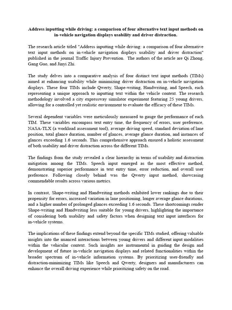 Review Jurnal Distraction & Driving Behavior | PDF | Usability | Behavior