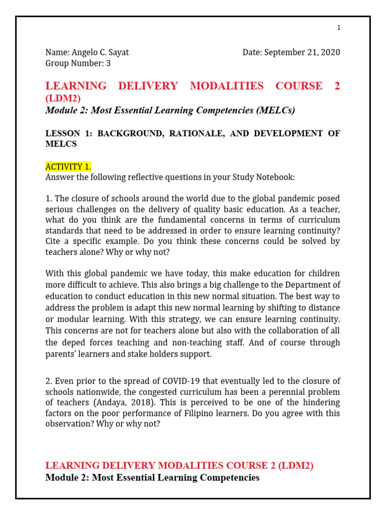 Module 2 | PDF | Learning | Curriculum