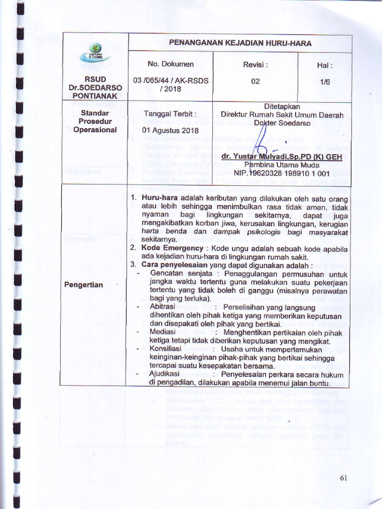 Prosedur Penanganan Huru-Hara RSUD | PDF