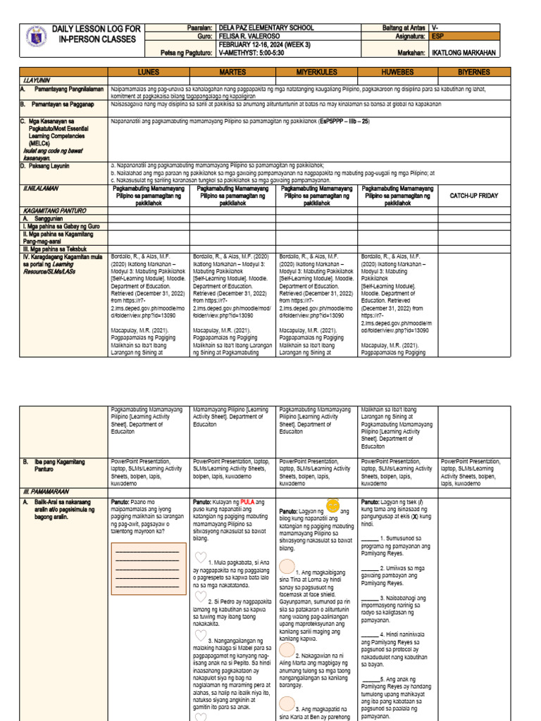 G5 Q3W3 DLL ESP (MELCs) | PDF