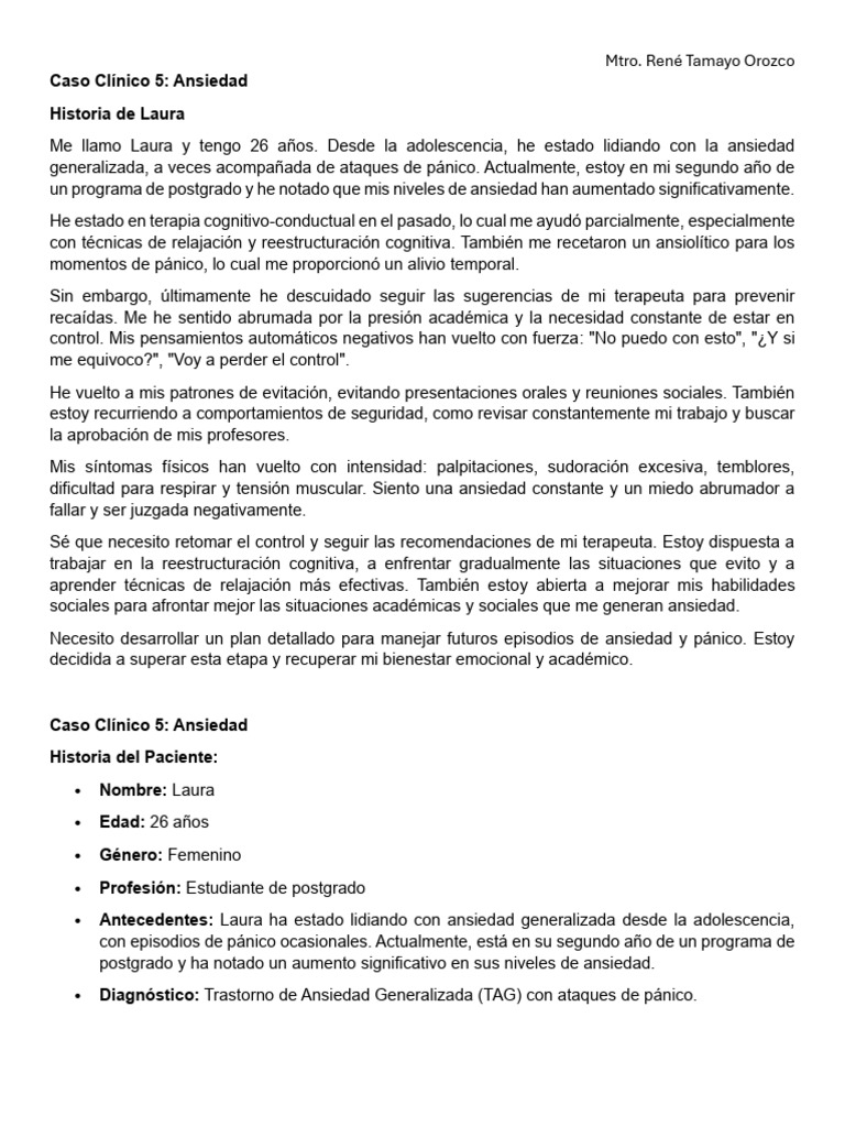 ejemplos de Caso Clínico y prevencion de recaídas | PDF | Trastorno depresivo mayor | Depresión ...
