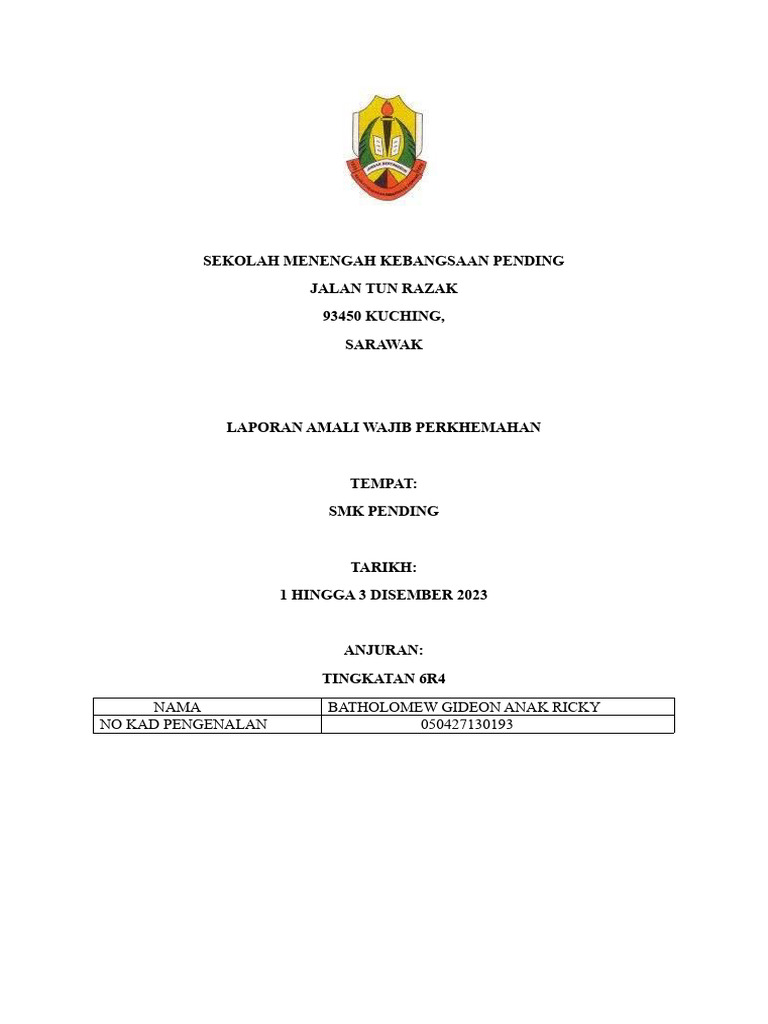 Laporan Perkhemahan Amali Wajib BATHOLOMEW | PDF | Ilmu Sosial