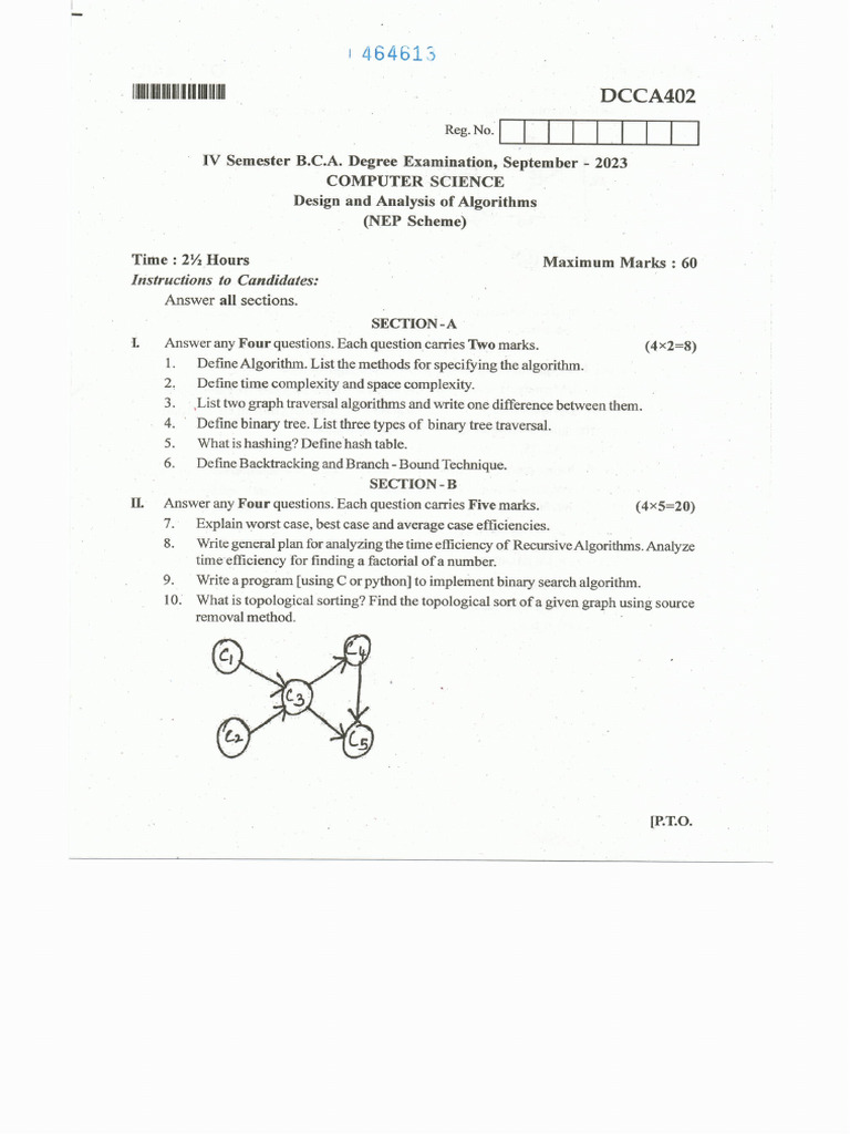 4th Sem BCA Design & Analysis of Algorithms NEP Sept 2023 | PDF