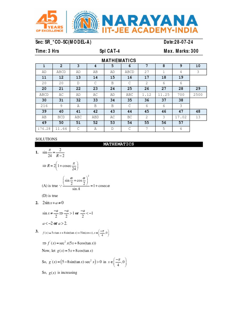 28-07-24 SR - Iit Star Co-Sc (Toppers) Jee Adv 2021 (P-II) SPL Cat-4 Key&Sol | PDF | Momentum ...