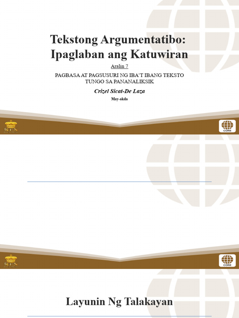 7 Tekstong Argumentatibo Ipaglaban Ang Katuwiran | PDF