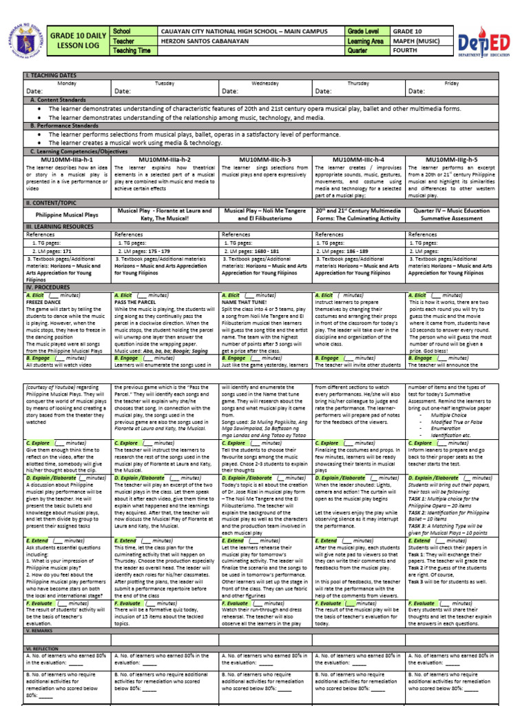 4th Quarter - Week 2 - Music | PDF | Learning | Multimedia