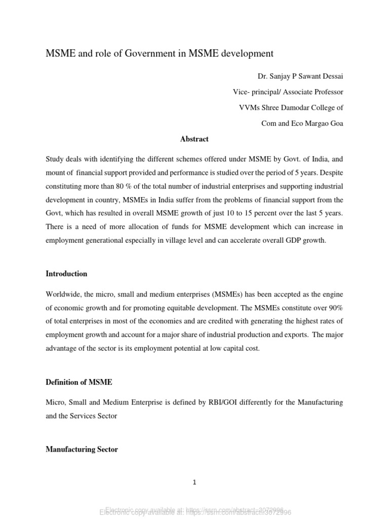 Government's Role in Msme Developmet | PDF | Small And Medium Sized ...